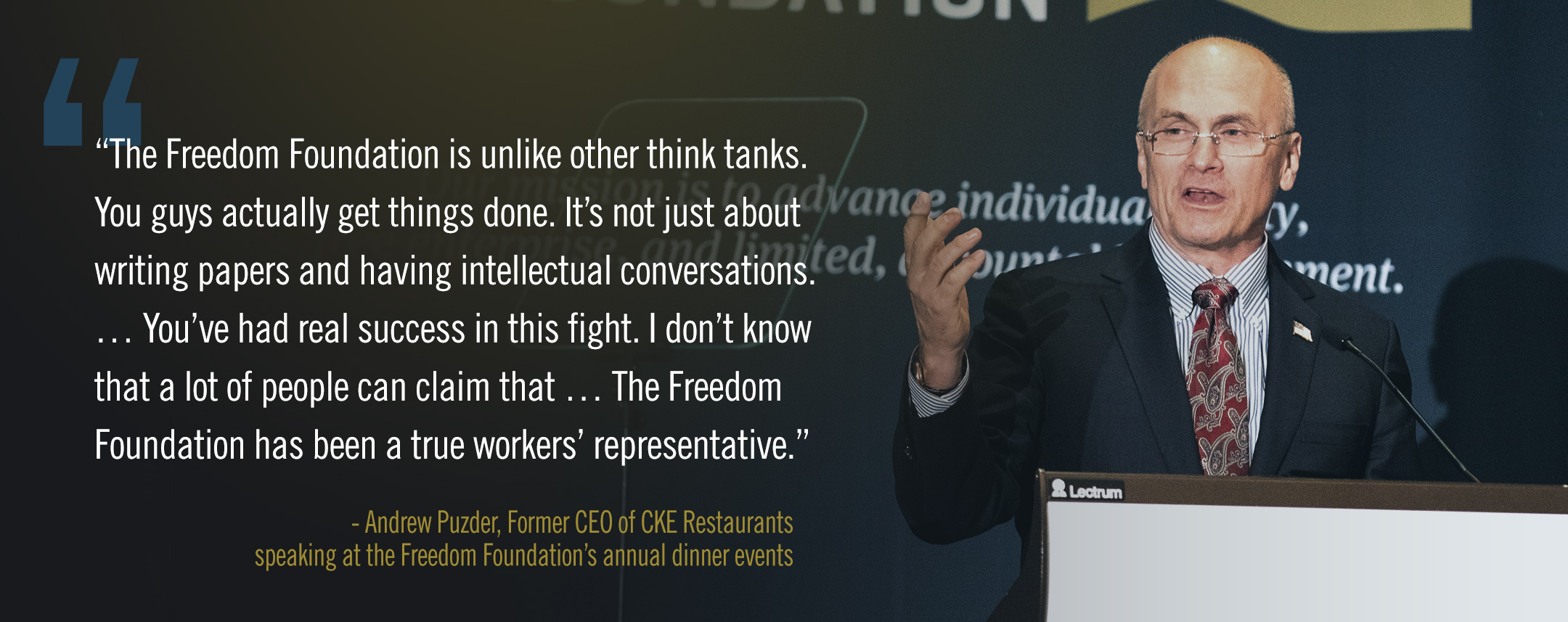 Andrew Pudzer Speaks at Freedom Foundation Dinner - Freedom Foundation