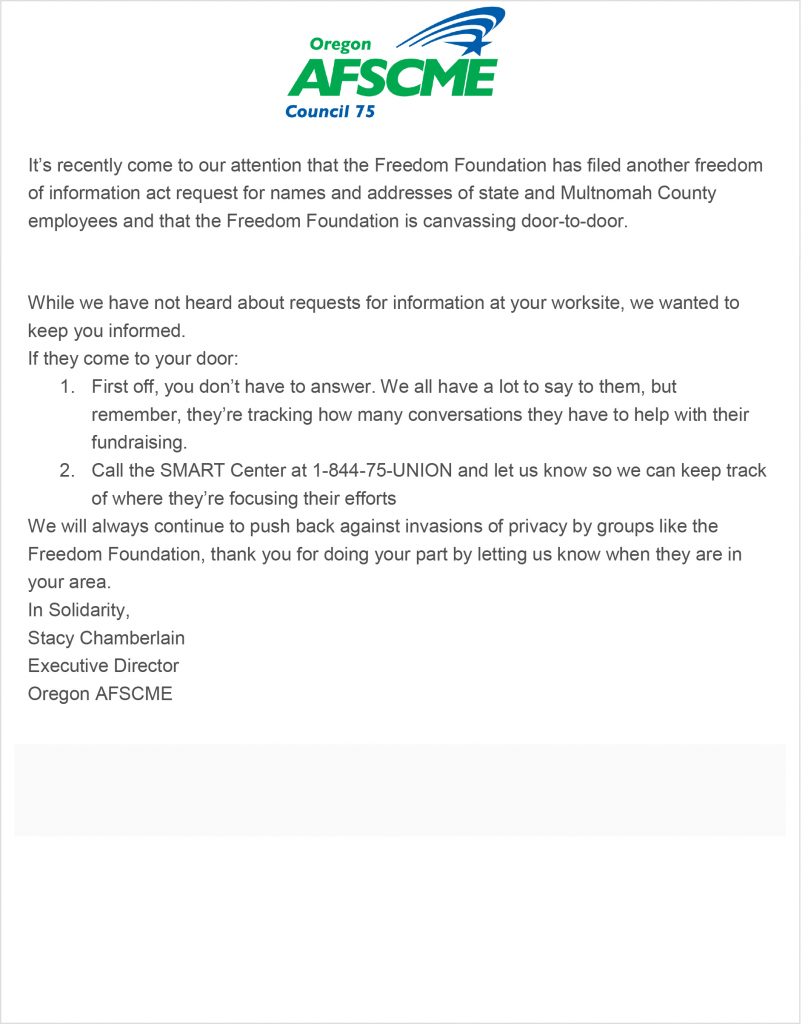AFSCME 75’s Stacey Gets Spooked Over Records Request - Freedom Foundation
